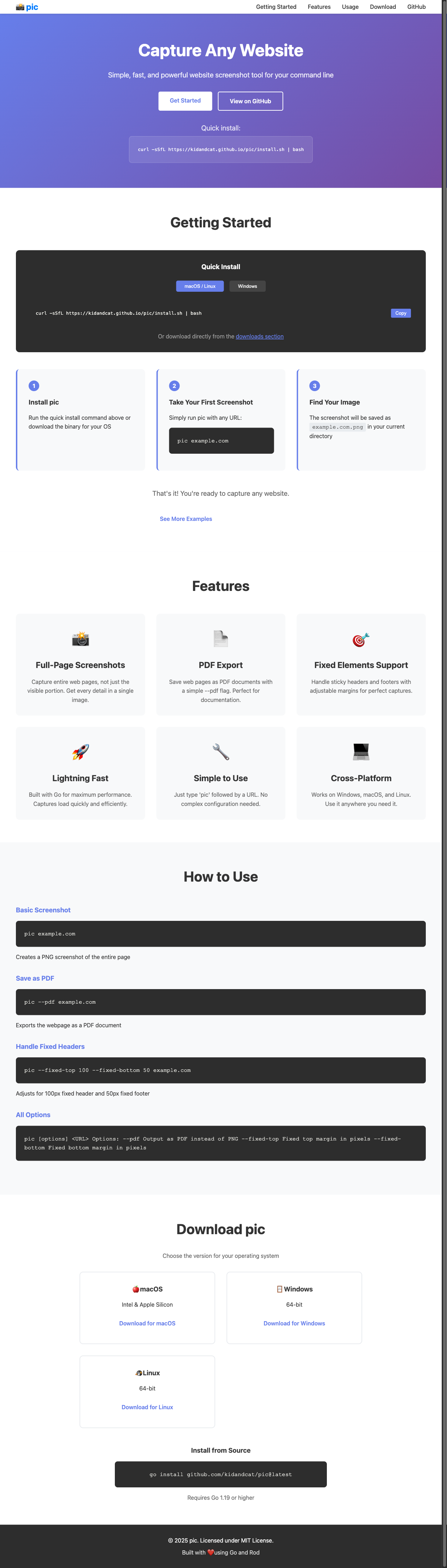 pic - Website Screenshot Tool